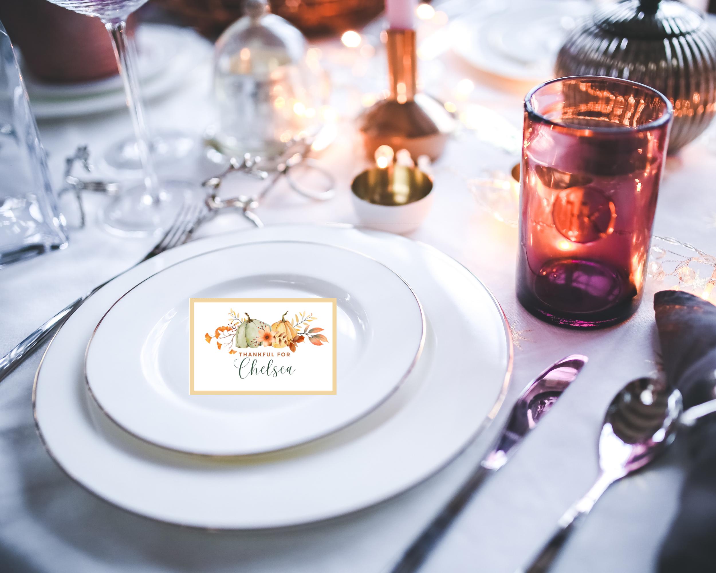 Thanksgiving Name Cards Editable Template, Dinner Party, Thanksgiving ...