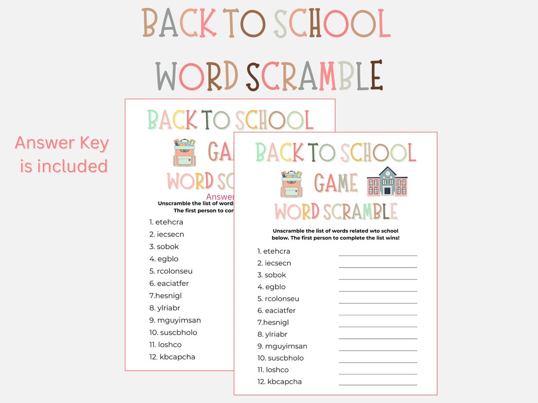 Back to School Word Scramble - First Day of School Game - Ice Breaker ...