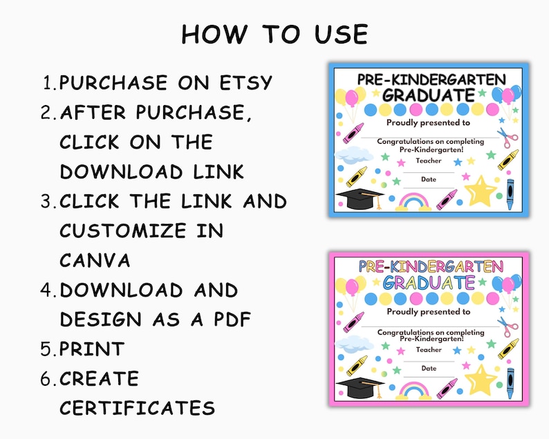 Editable Pre-kindergarten Graduation Certificate: Colorful Design ...