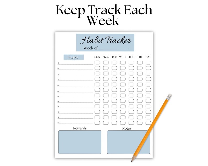 Habit Tracker Weight Loss Tracker Accountability Chart Positive Daily ...