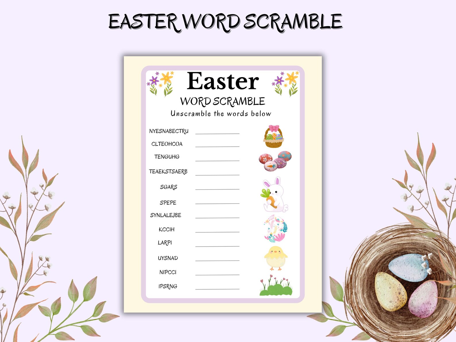Easter Word Scramble - Classroom Activity - Easter Games - Easter ...