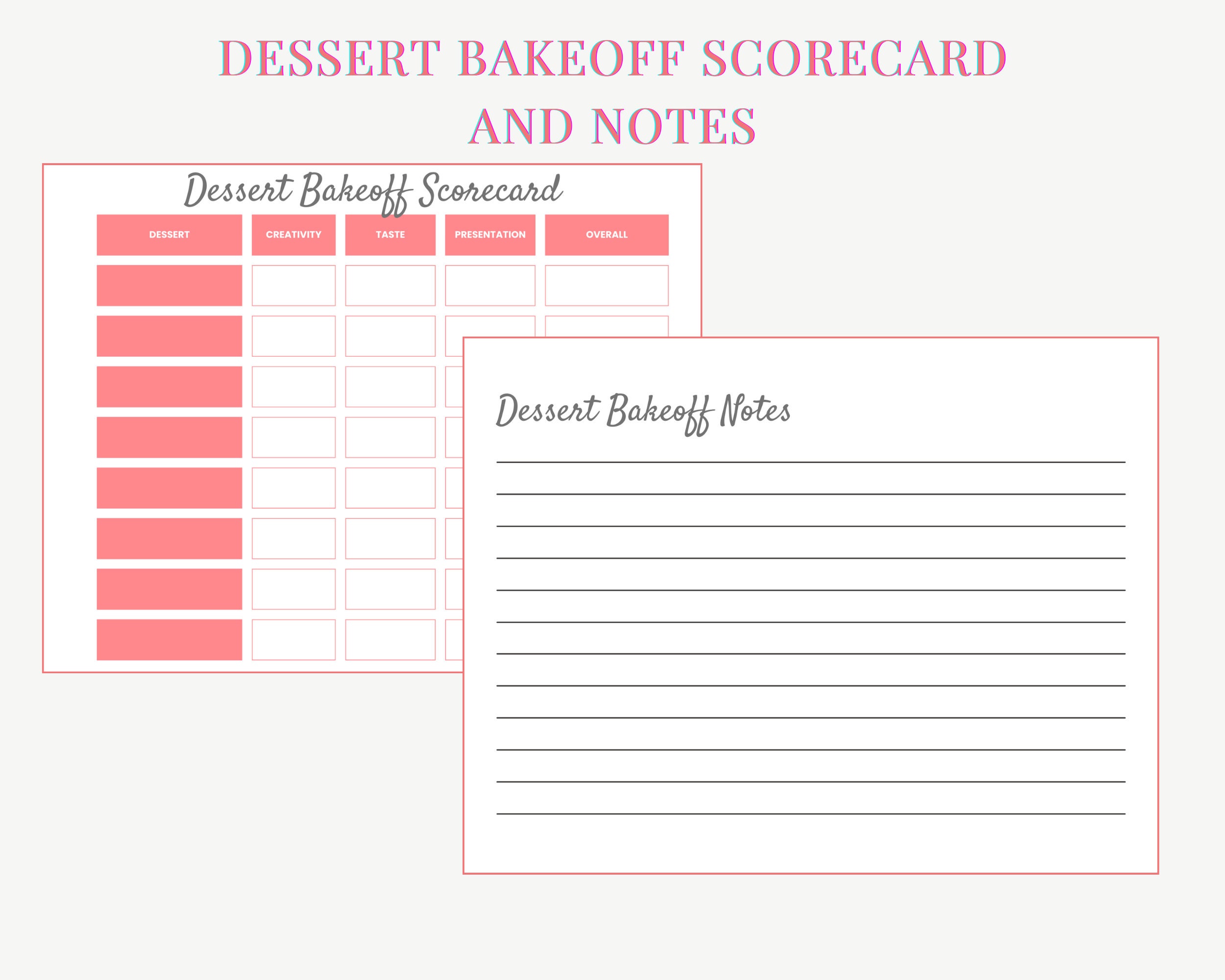 Dessert Bakeoff Contest Kit - Baking Competition - Dessert Competition ...