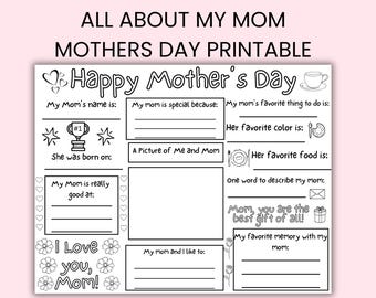 All About My Mom Printable | Mother’s Day Activity for Kids | Fun Fill ...