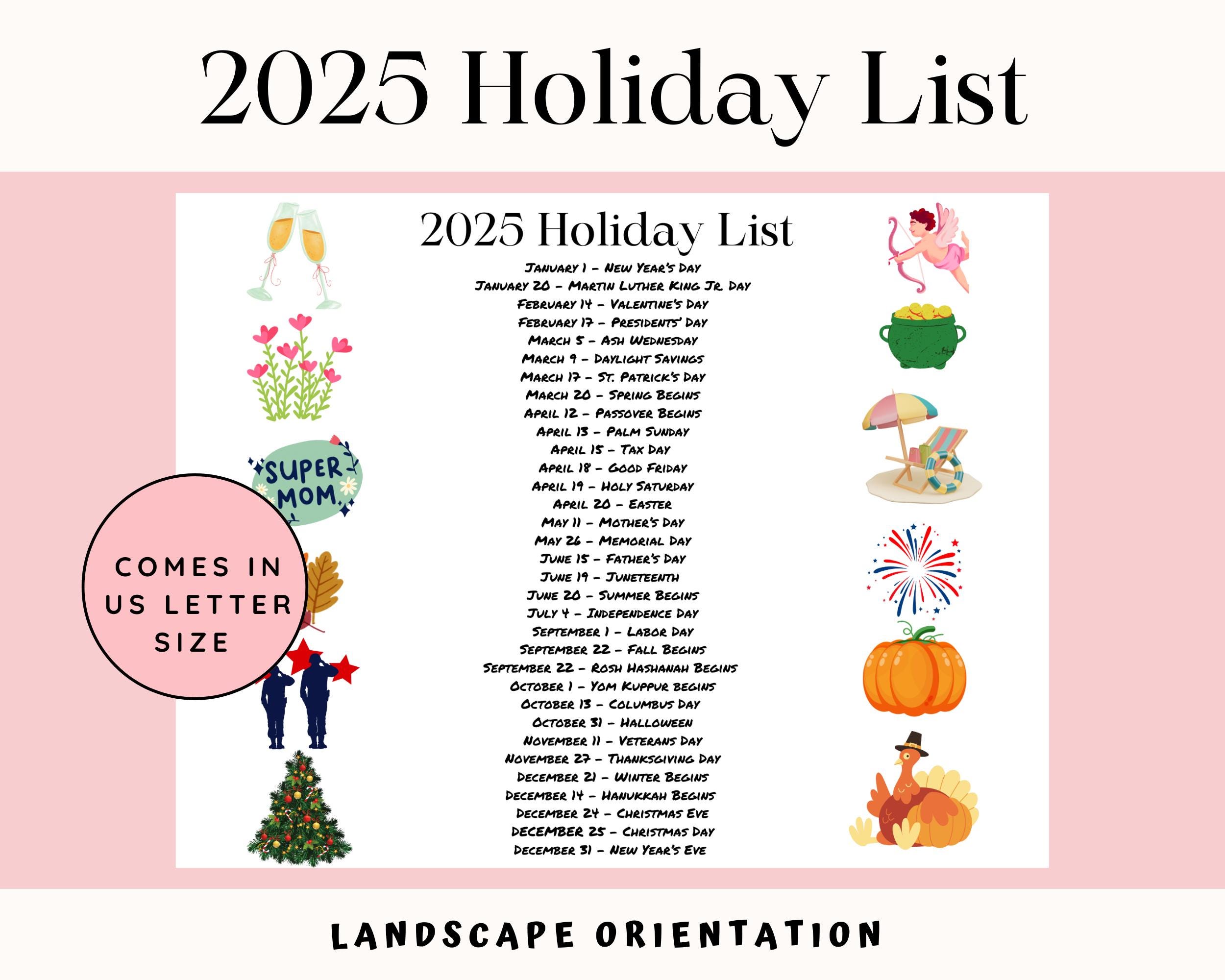 2025 Holiday List - Holiday Calendar List - List of Holidays in Order ...