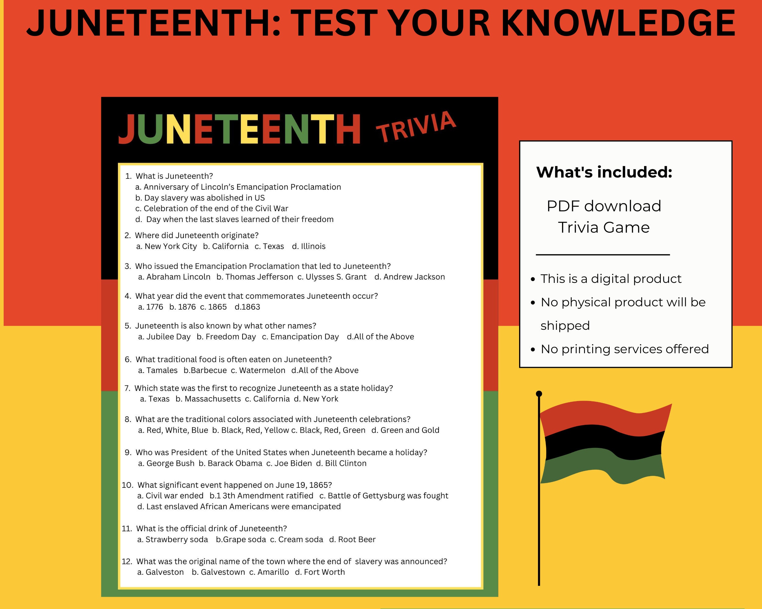 Juneteenth Trivia Game - Celebrate Freedom Day Trivia - Fun Quiz for ...