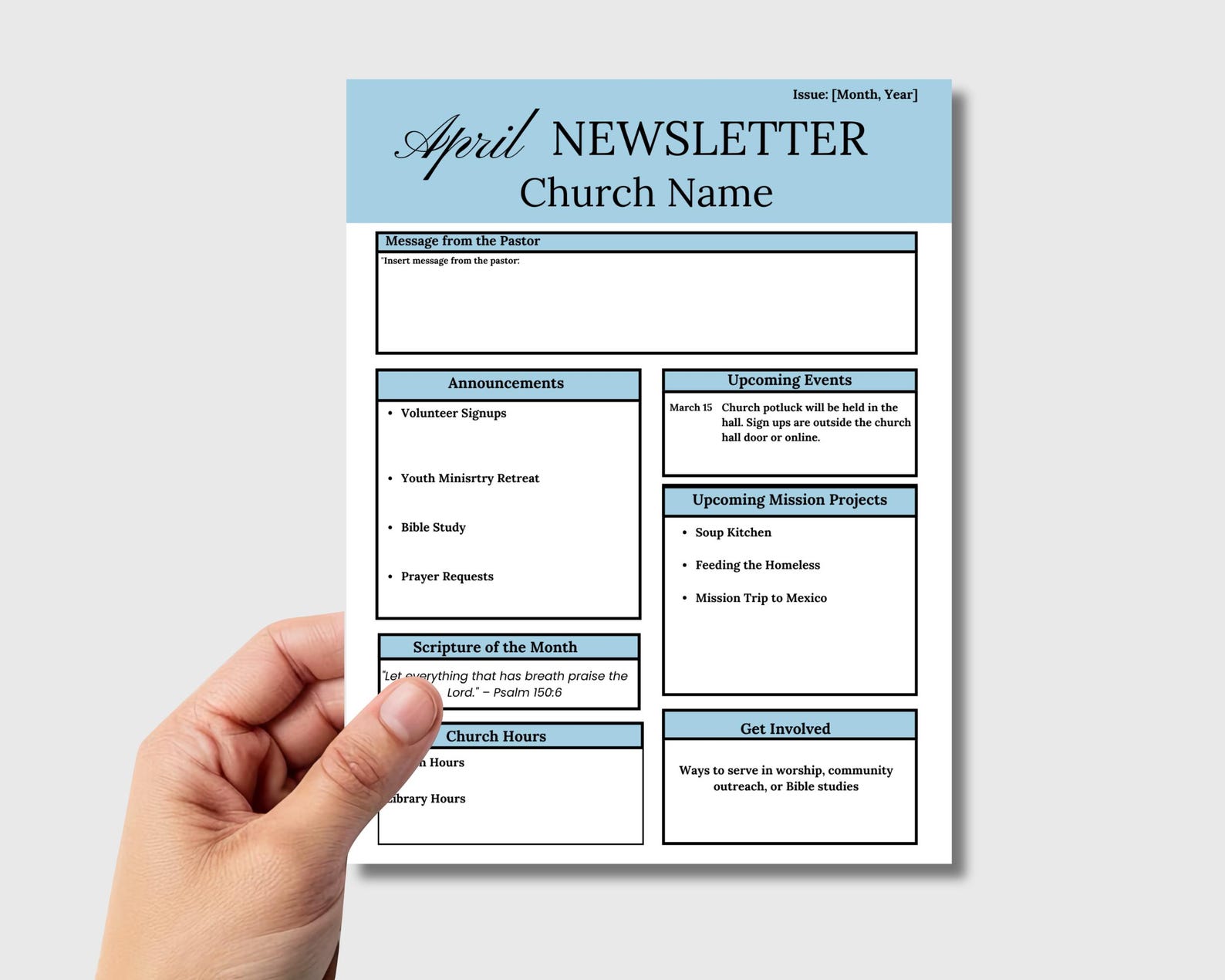 Monthly Church Newsletter Template: 12-month Bulletin (PDF) - Etsy