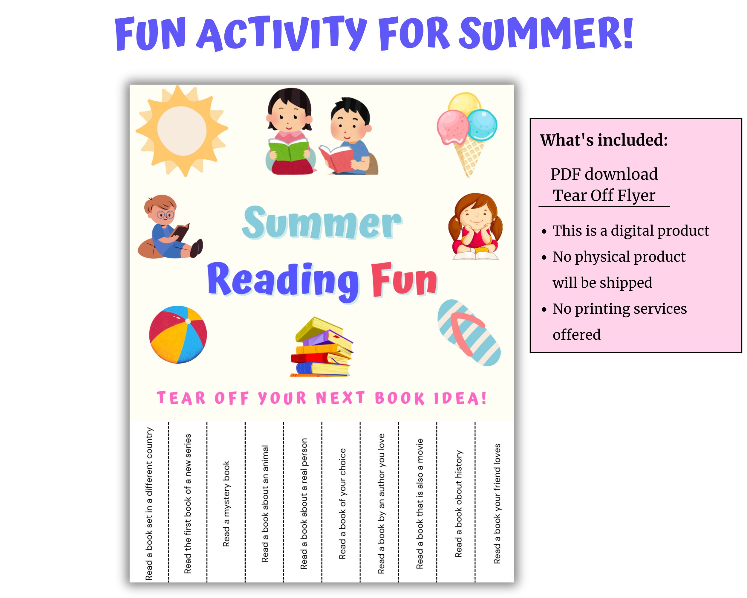 Summer Reading Challenge Flyer - Inspire Kids to Read - Fun Summer ...