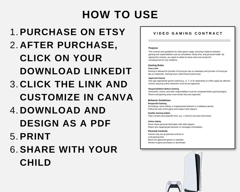 Video Gaming Contract - House Rules - Video Rules - Screen Time Rules ...
