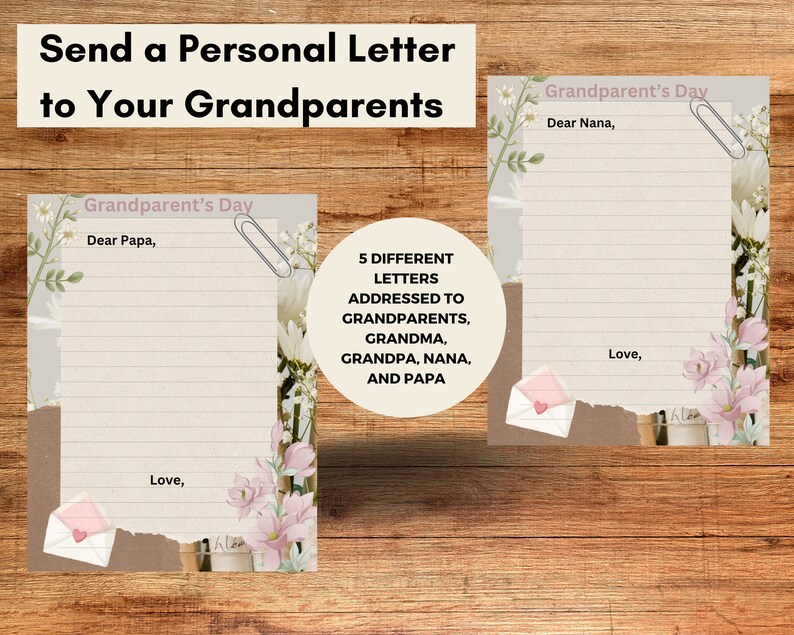 Grandparents Day Letter Templates: Floral Keepsake (PDF) - Etsy Australia