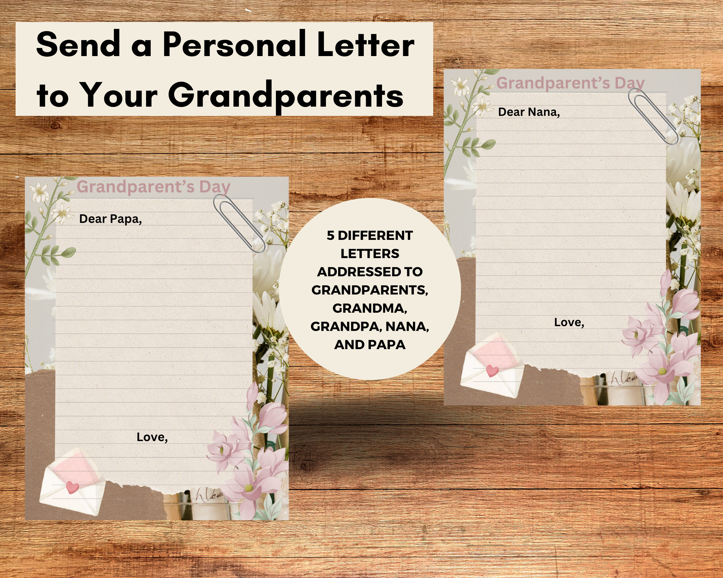Grandparents Day Letter Templates: Floral Keepsake (PDF) - Etsy