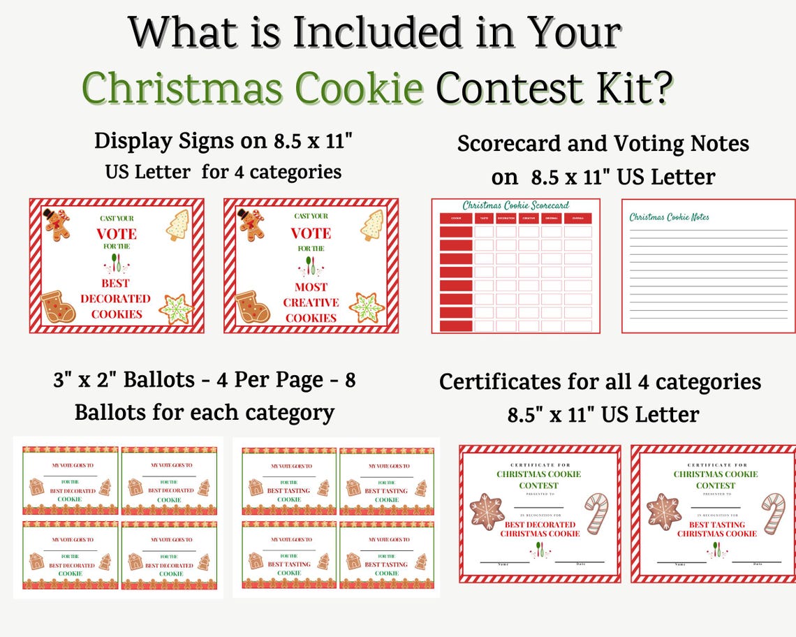 Christmas Cookie Contest Kit: Printable Award Certificates (PDF) - Etsy