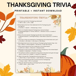 Thanksgiving Trivia Game - Holiday Game - Classroom Game - Family Game ...