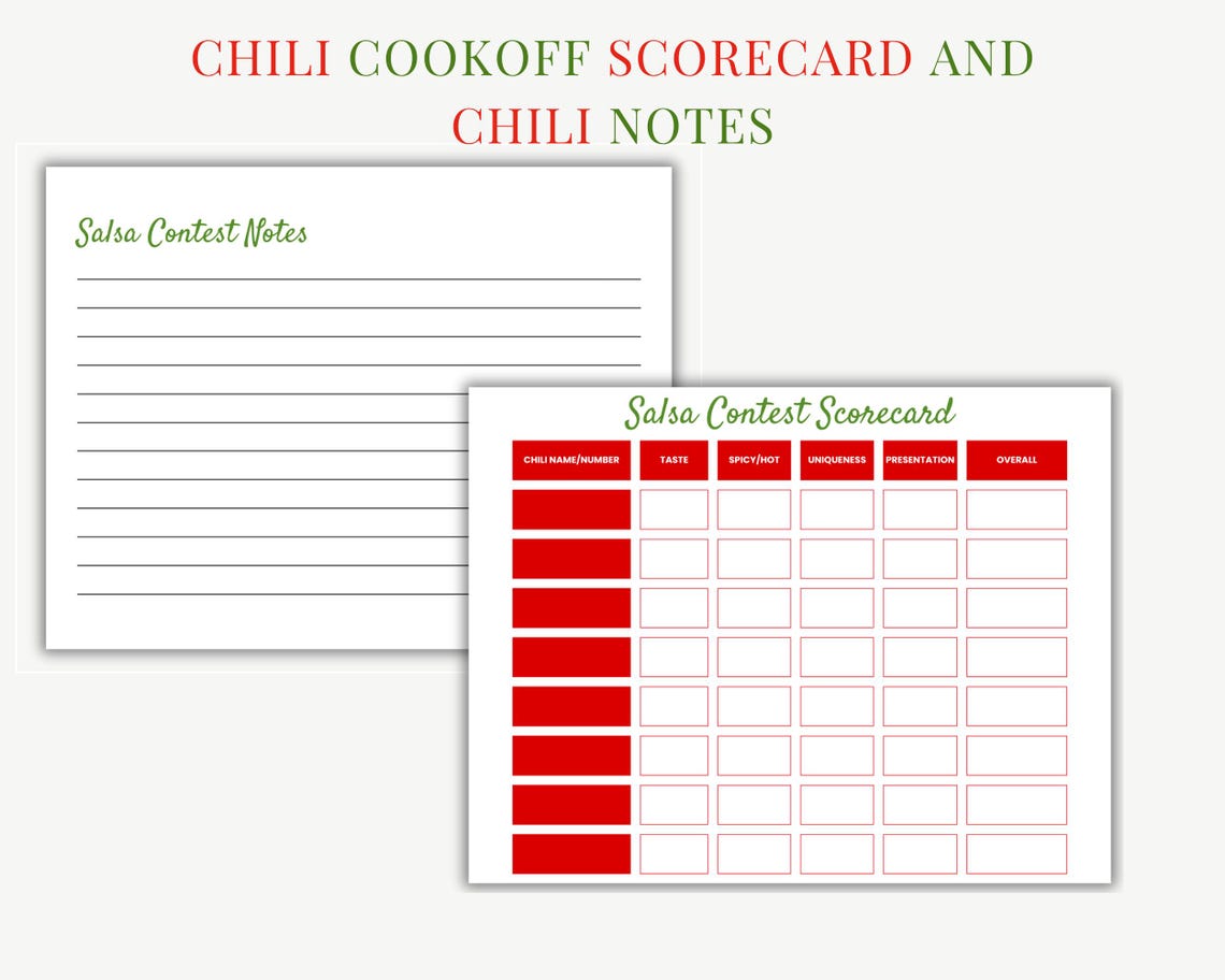 Salsa Contest Kit: Printable Certificates, Ballots, and Scorecards ...