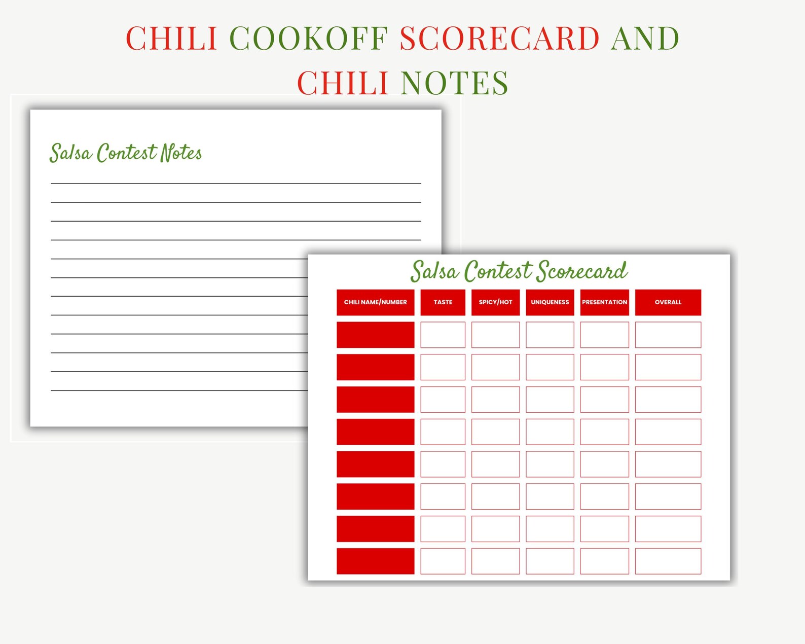 Salsa Contest Kit: Printable Certificates, Ballots, and Scorecards ...