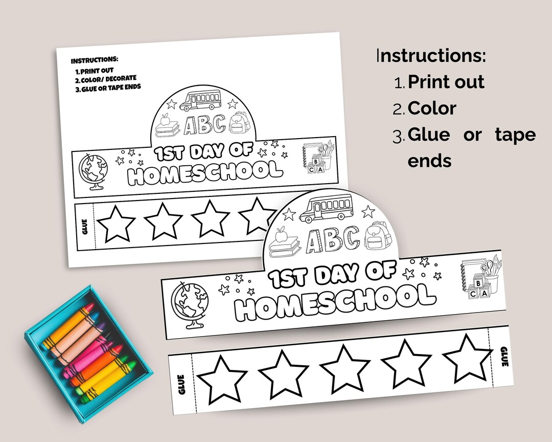 First Day of School Crown Craft, Back to School Hat for Kindergarten ...