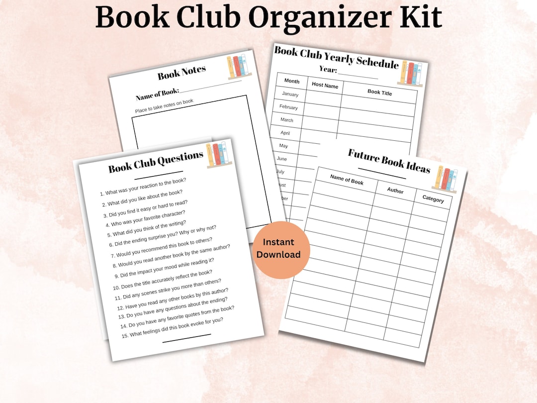 Book Club Organizer Kit - Yearly Schedule - Discussion Questions ...