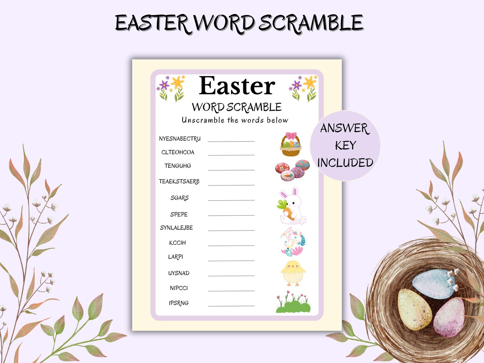 Easter Word Scramble - Classroom Activity - Easter Games - Easter ...