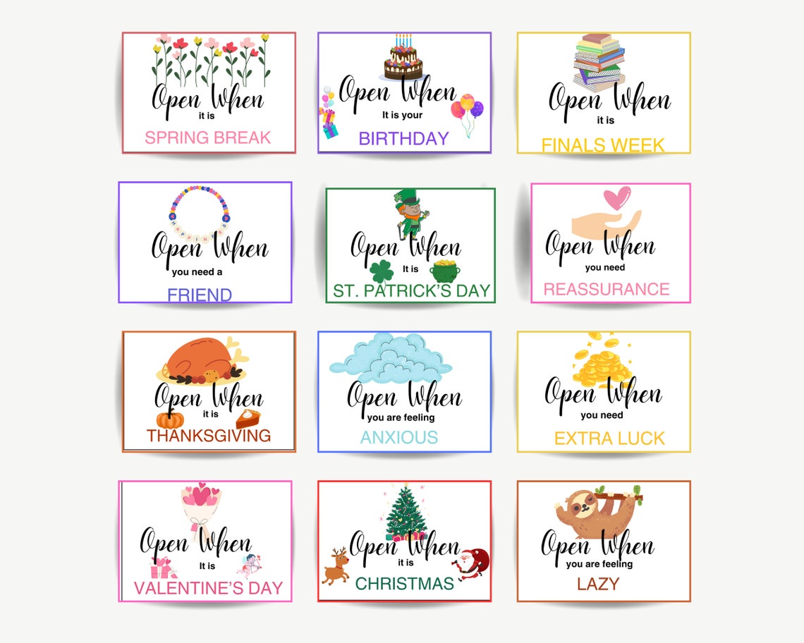 Open When Letters for College Students, Motivational Envelope, Perfect ...