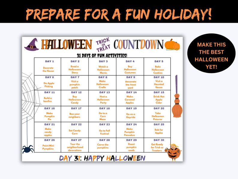 Halloween Countdown - 31 Days of Fun Activities - Trick or Treat ...