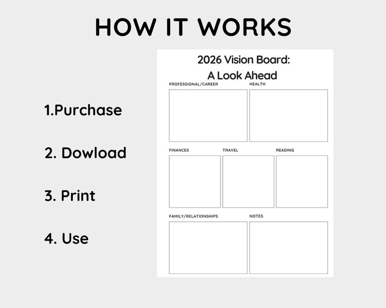 2026 Vision Board Template: Aspirational Goals Planner (PDF) - Etsy