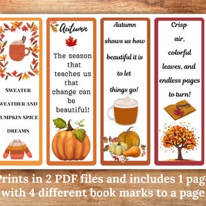 Fall Bookmarks - Autumn Reading Printable Bookmarks - Welcome Autumn ...