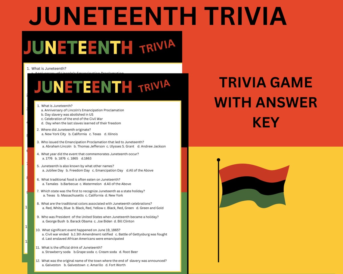 Juneteenth Trivia Game - Celebrate Freedom Day Trivia - Fun Quiz for ...