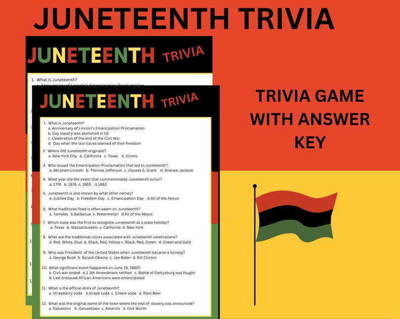Juneteenth Trivia Game - Celebrate Freedom Day Trivia - Fun Quiz for ...
