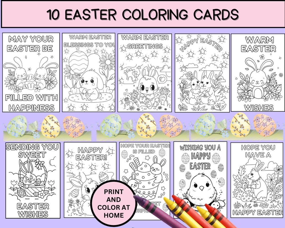 Easter Coloring Cards, Holiday Coloring Pages, Happy Easter, Easter ...