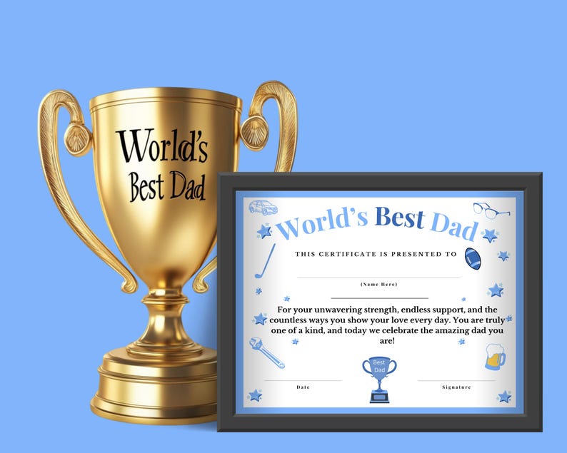 Dad Certificate – Father's Day Award (printable PDF - Etsy