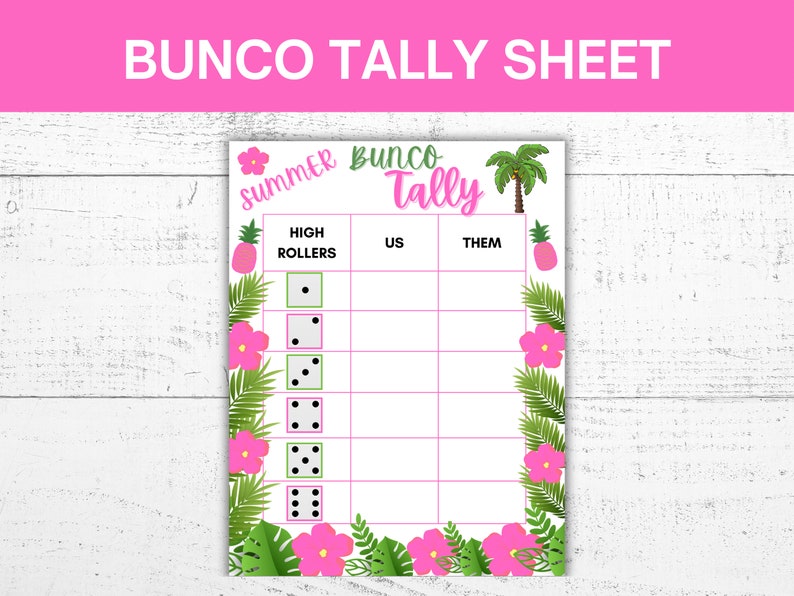Summer Bunco Organizer Kit: Tally Sheets, Score Cards (digital Download ...