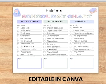 School Day Checklist - Etsy Canada