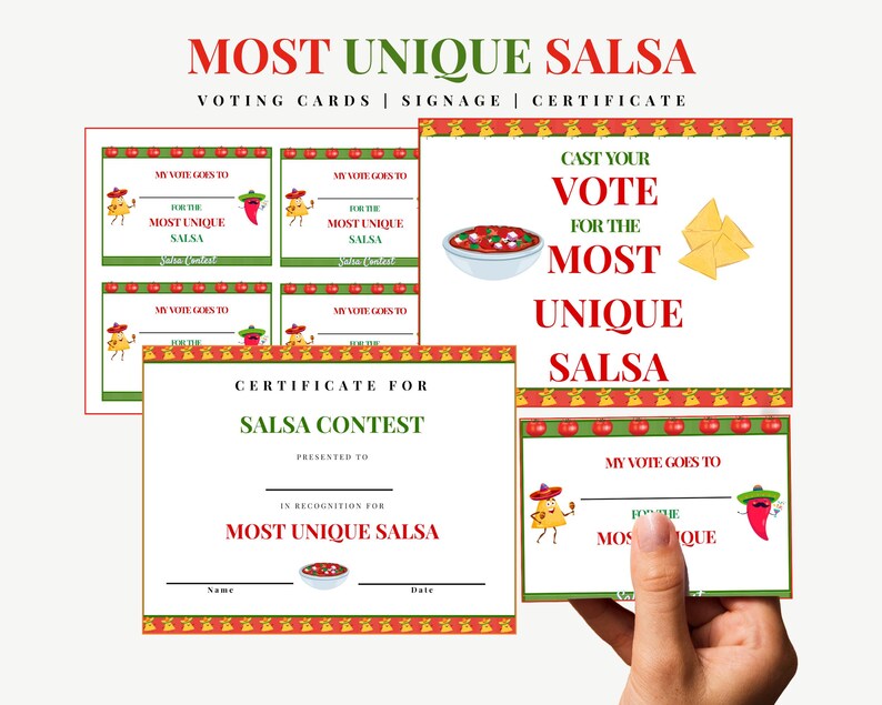 Salsa Contest Kit: Printable Certificates, Ballots, and Scorecards ...