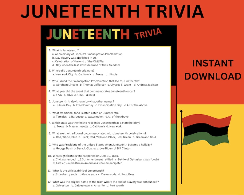 Juneteenth Trivia Game - Celebrate Freedom Day Trivia - Fun Quiz for ...