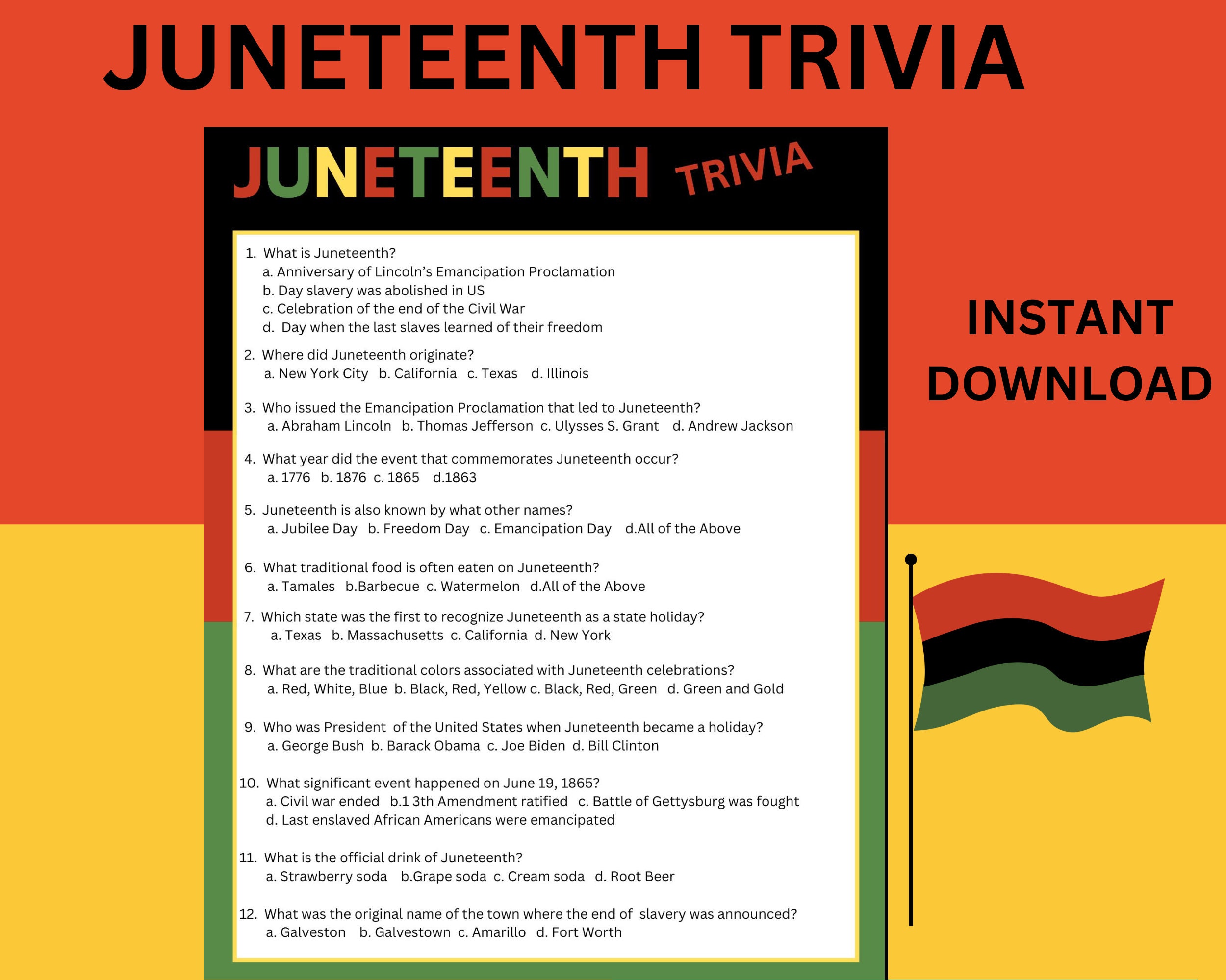 Juneteenth Trivia Game - Celebrate Freedom Day Trivia - Fun Quiz for ...