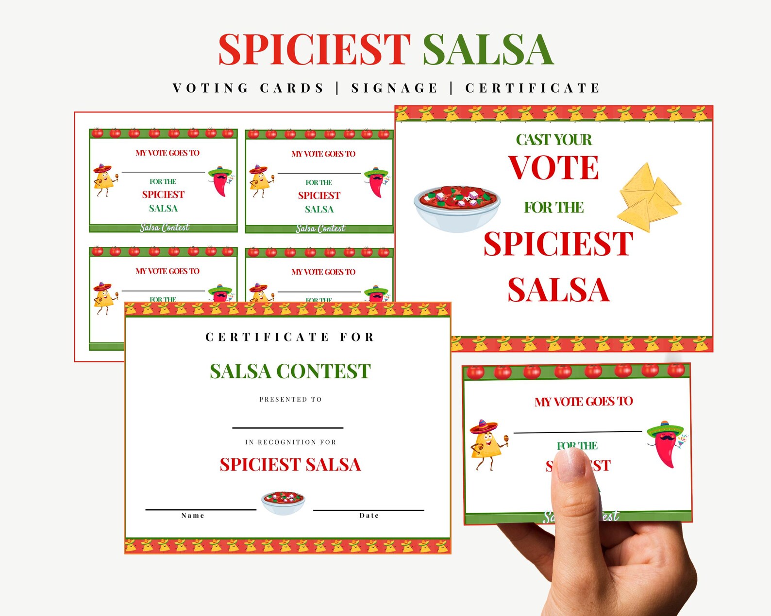 Salsa Contest Kit: Printable Certificates, Ballots, and Scorecards ...