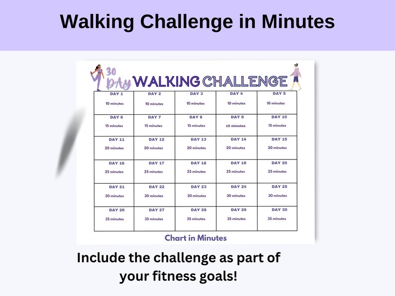 30 Day Walking Challenge - 2 Versions in Minutes and Steps - Fitness ...