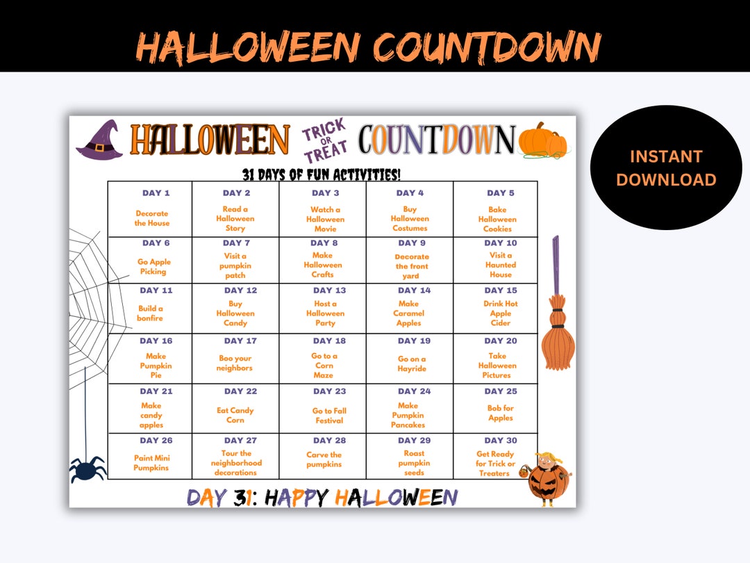 Halloween Countdown - 31 Days of Fun Activities - Trick or Treat ...