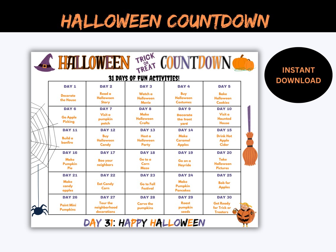 Halloween Countdown - 31 Days of Fun Activities - Trick or Treat ...