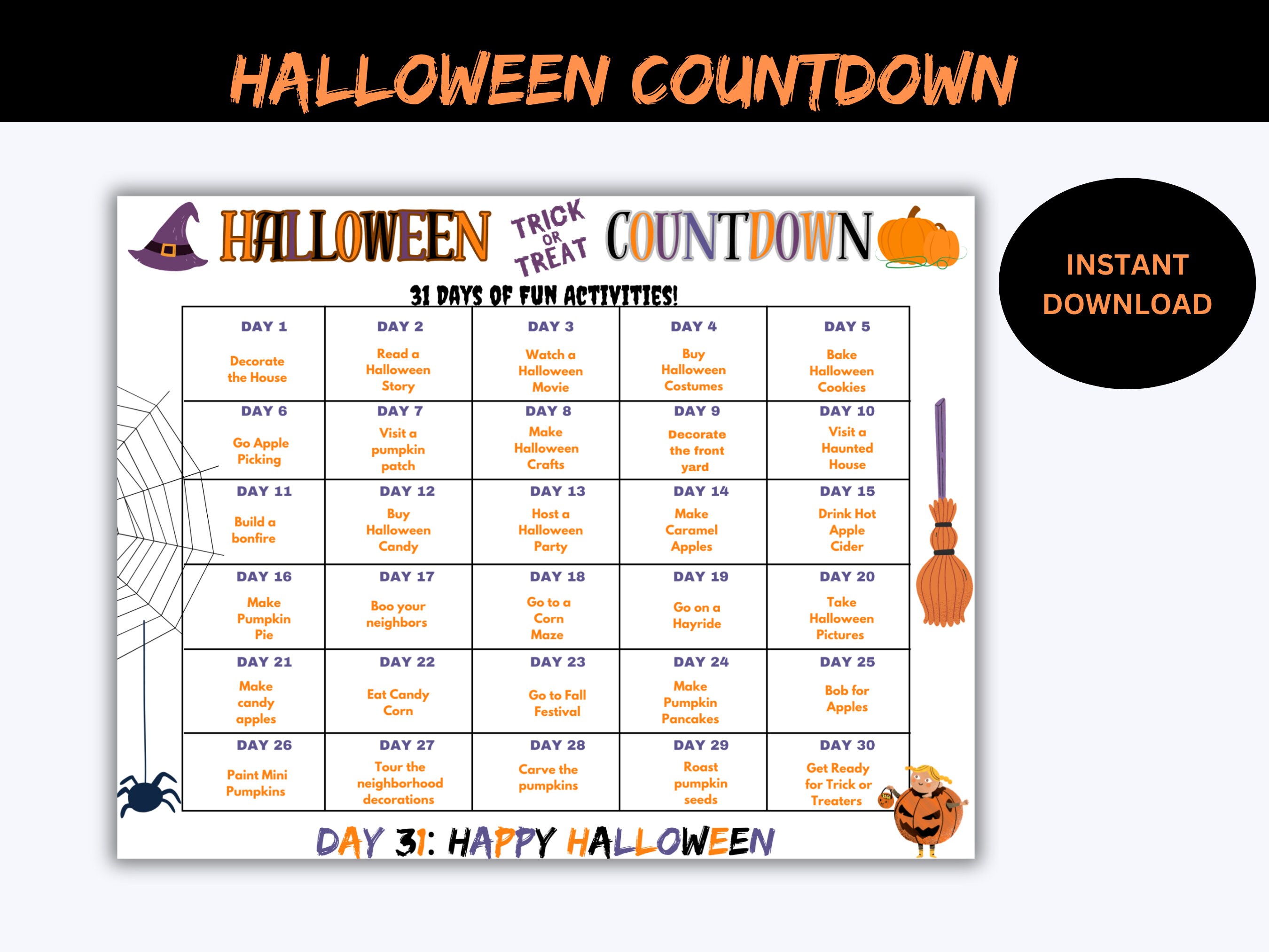 Halloween Countdown - 31 Days of Fun Activities - Trick or Treat ...
