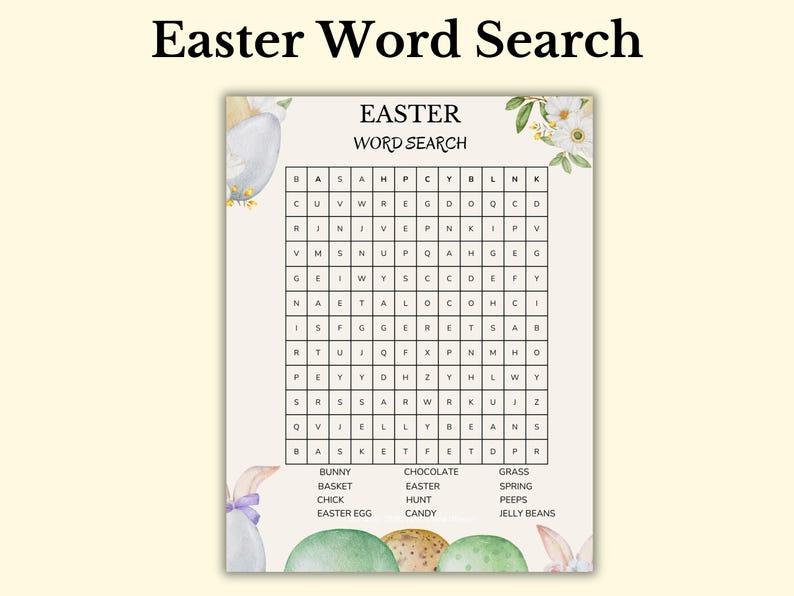 Easter Fun Printable Word Search - Good for Classroom or Sunday School ...