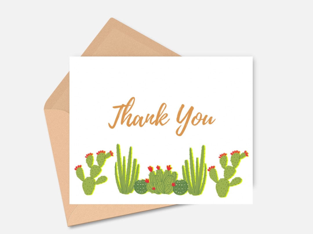 Cactus Thank You Card, Desert Vibes, Simple Thank You Note - Instant ...