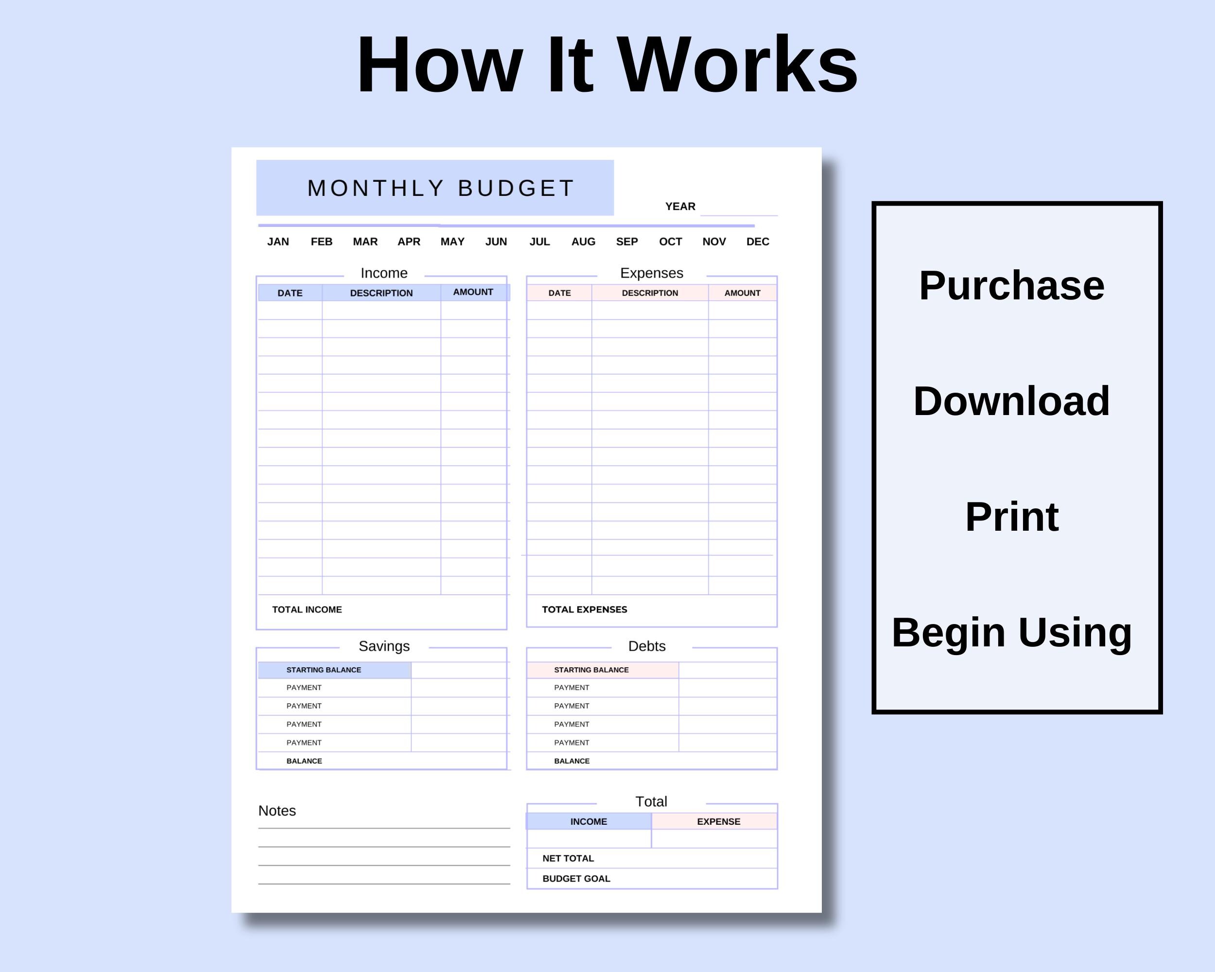 Monthly Budget Planner - Finance Tracker - Money Planning Worksheet ...