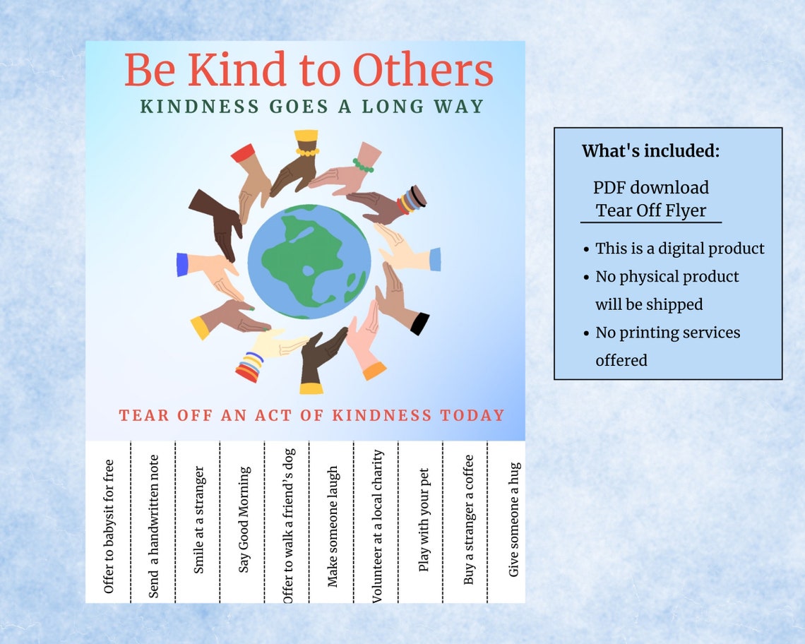 Kindness Sharing Flyer Teach Empathy Spread Positivity School Classroom ...