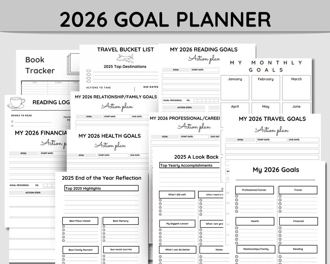 2026 Goal Planner Bundle: New Year Vision Board (PDF Download) - Etsy