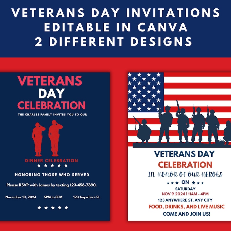 Veterans Day Invitations - Etsy