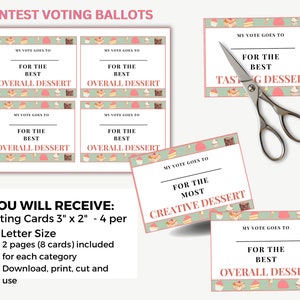 Dessert Bake-off Contest Kit: Voting Cards, Awards (digital Download ...