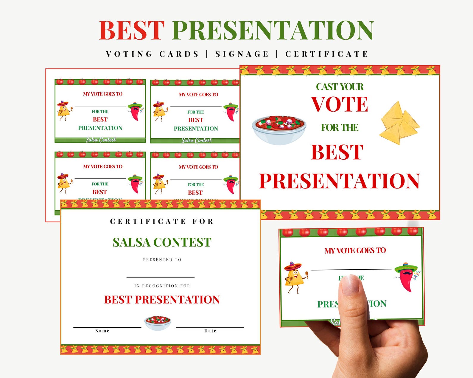 Salsa Contest Kit: Printable Certificates, Ballots, and Scorecards ...