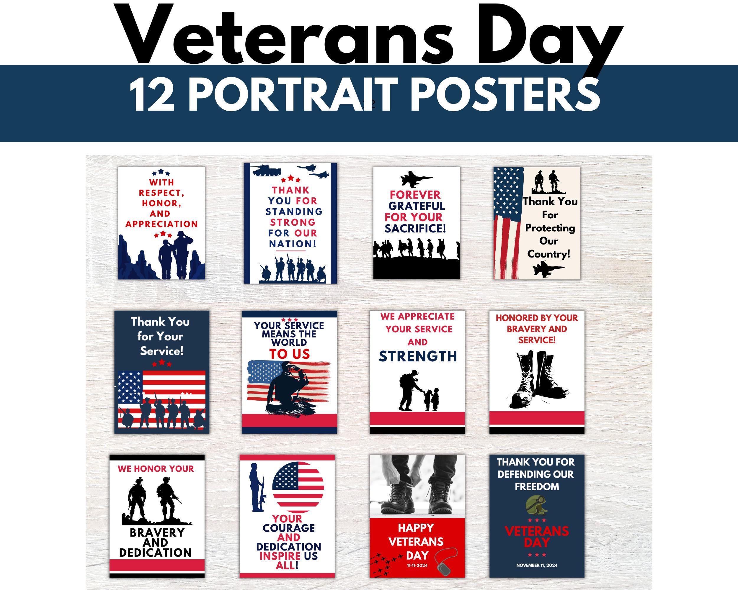 Veterans Day Bulletin Board Kit: Patriotic Posters & Borders (digital ...
