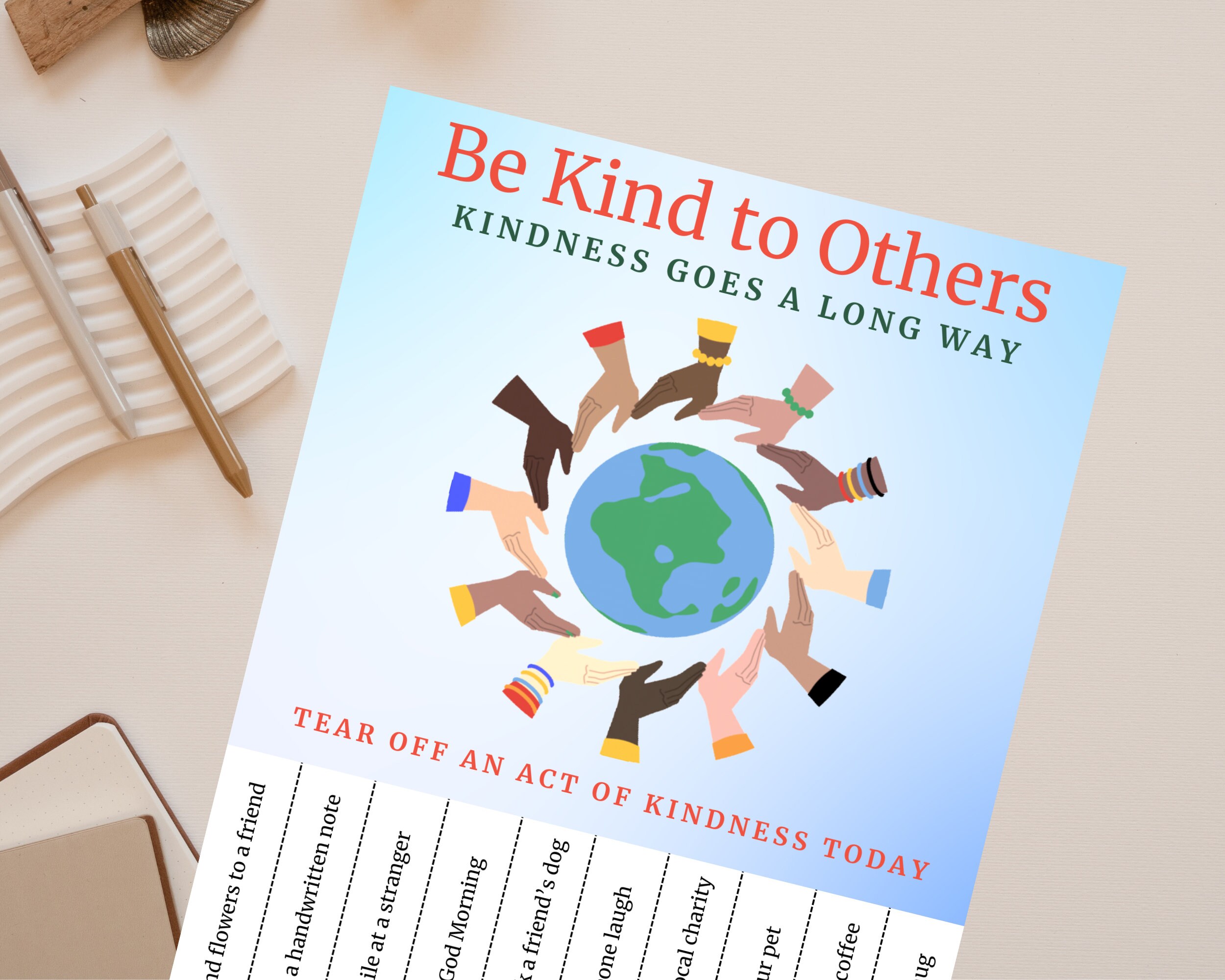 Be Kind Tear off Flyer Show Kindness to Others Instant Download - Etsy