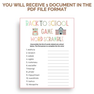 Back to School Word Scramble - First Day of School Game - Ice Breaker ...